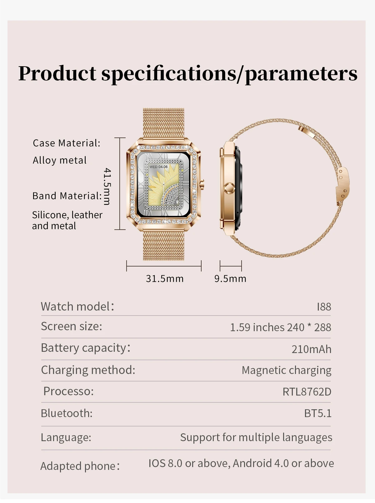 Square Dial Smartwatch – Gflashy