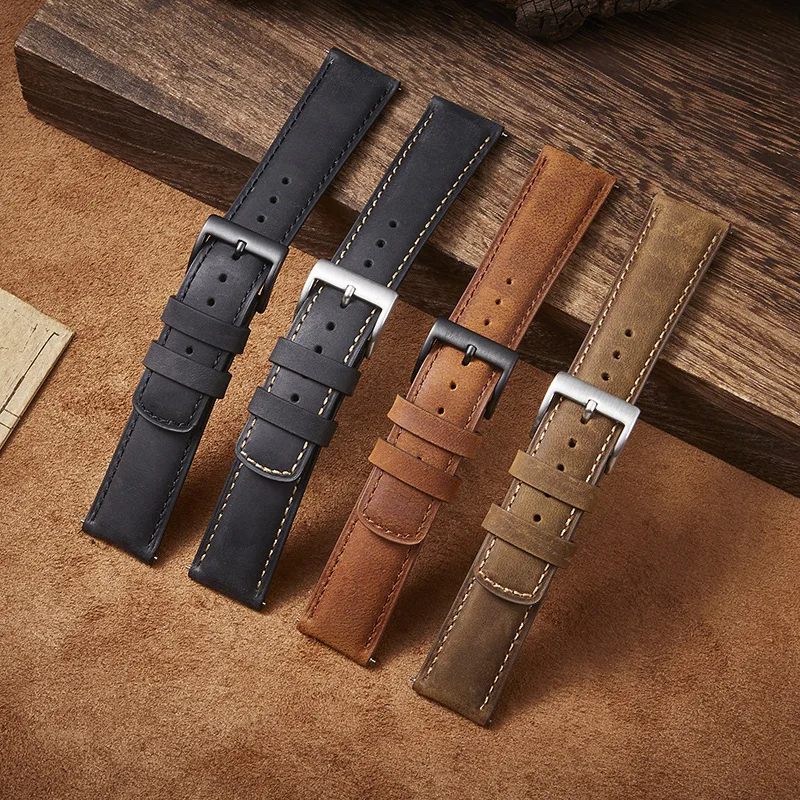 Top-Grain-Calfskin-Leather-Watch-Strap-20mm-22mm-Quick-Release ...