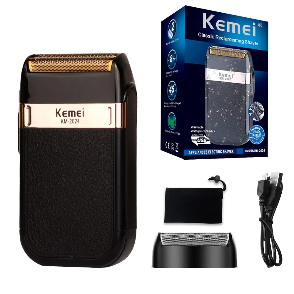 Afeitadora eléctrica Kemei, potente, recargable, para hombre - kimetshop