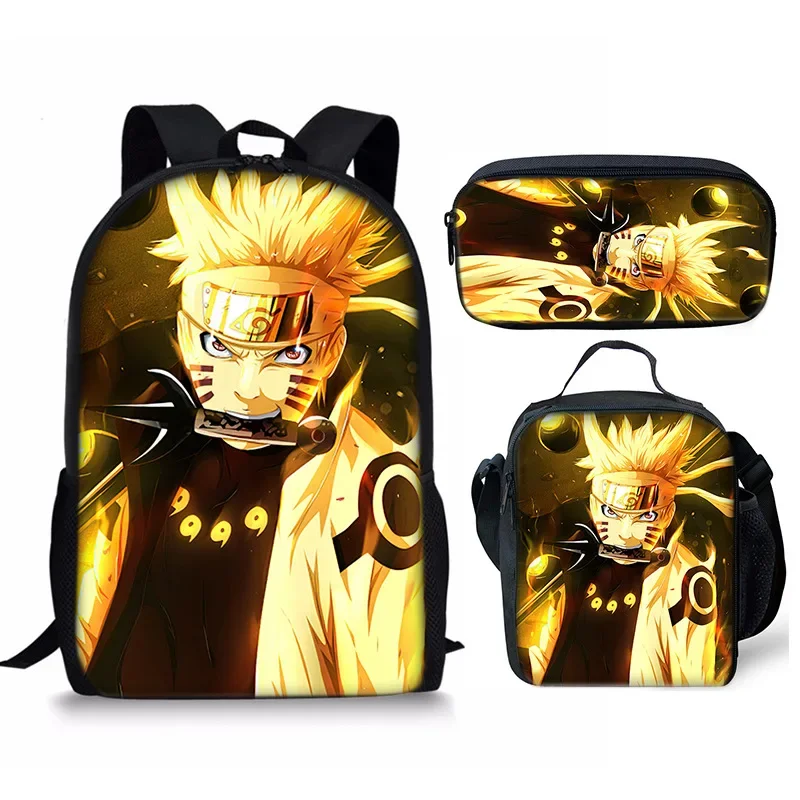 Bandai-Naruto-School-Bag-Printed-Lunch-Bag-Pencil-Case-Backpack-Three ...