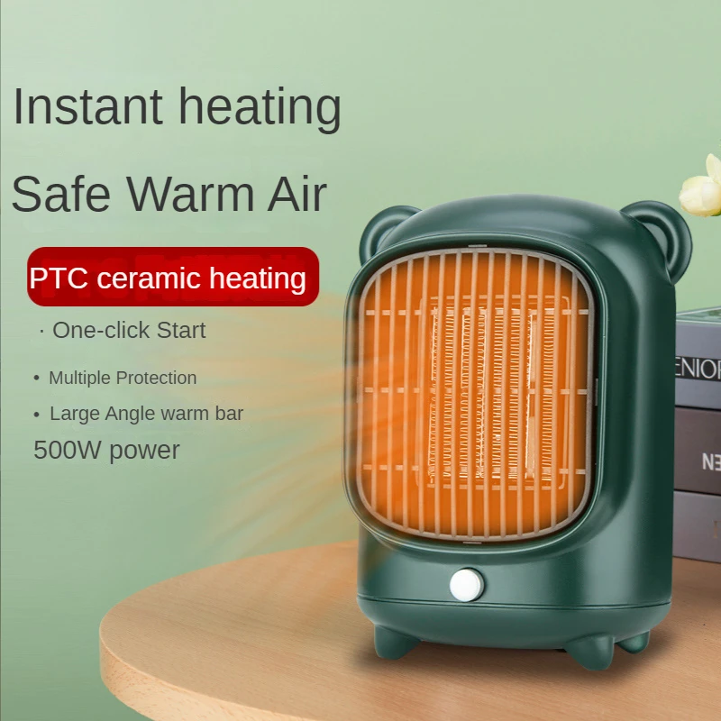 220V - 110V Heater Cartoon 500W Portable Handy Mini Heater Desktop Warm Fan PTC Ceramic Warmers ...