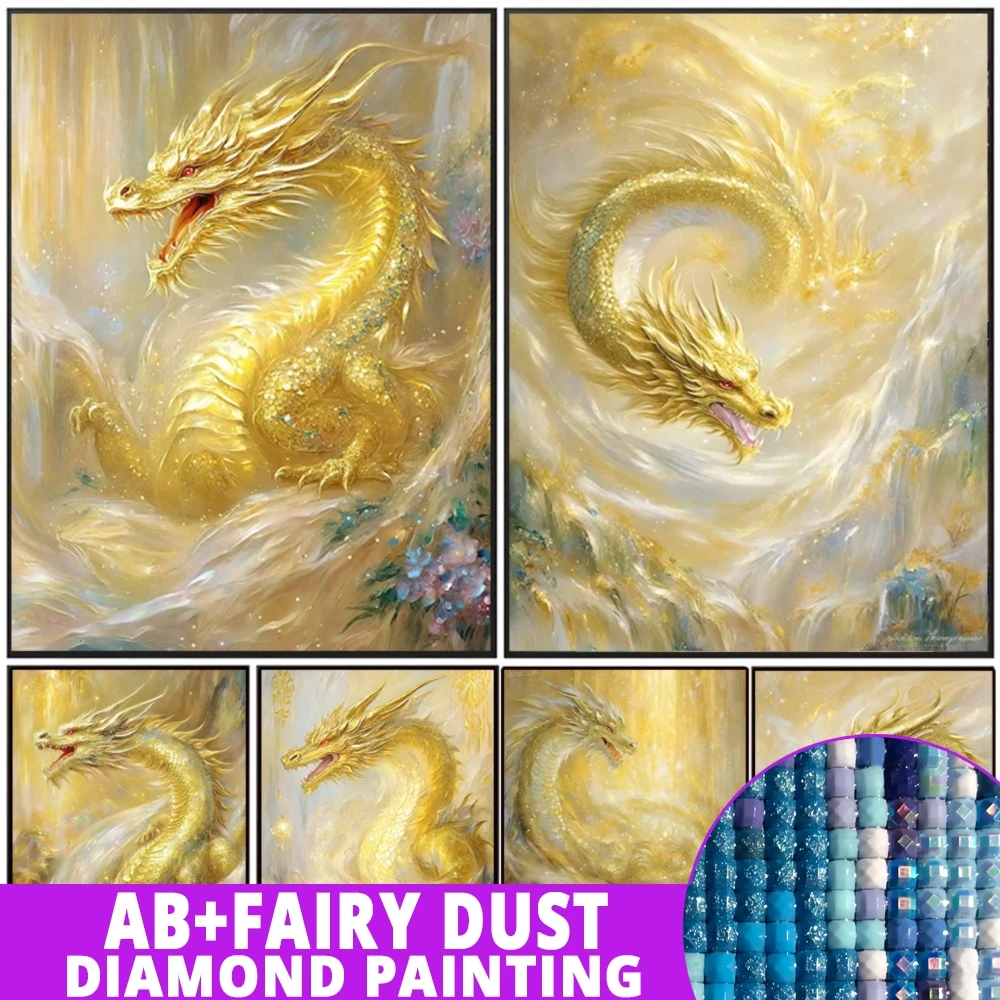 Fairy-Dust-AB-DIY-Diamond-Painting-New-2024-Golden-Dragon-Full-Mosaic-Fantasy-Animal-5D ...
