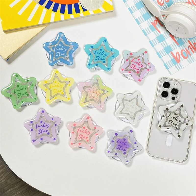 Korean Y2K Cute Cartoon Star Magnetic Holder Grip Tok Griptok Phone ...