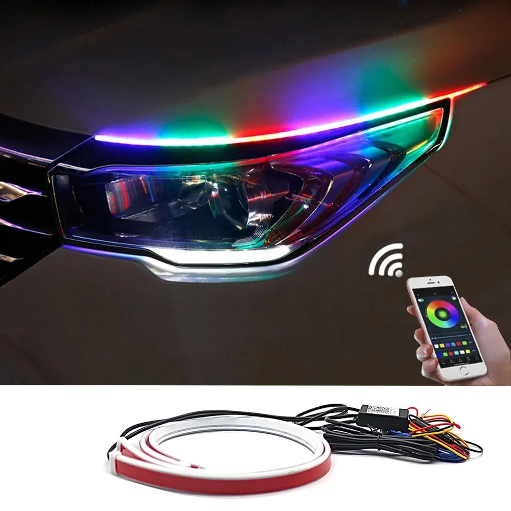 WINDOWS-60CM-2Pcs-App-RGB-DRL-Din-mico-LED-Strip-Turn-Signal-L-mpada ...