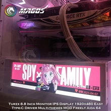 Turzx 8.8 Inch Monitor IPS Display 1920x480 Easy Type-C Driver Multi ...