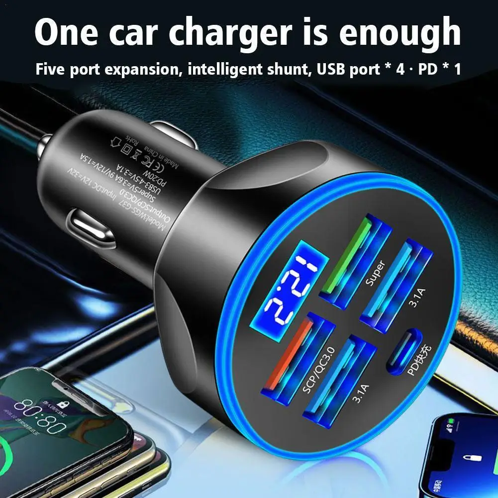 Car-Charger-Support-Super-Fast-Charging-5-In-1-Multi-port-Voltage-Car ...