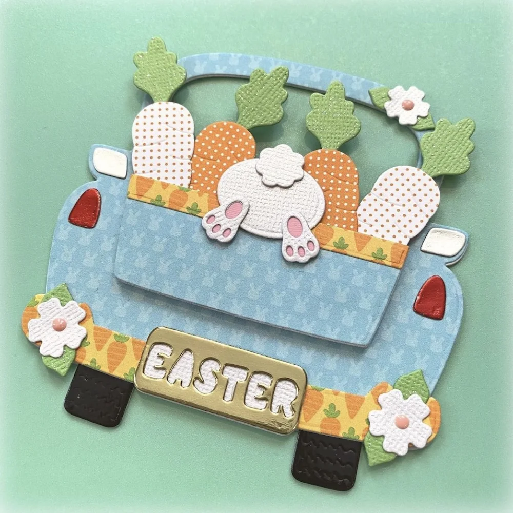 KSCRAFT Easter Bunny Truck Metal Cutting Dies Stencils for DIY ...