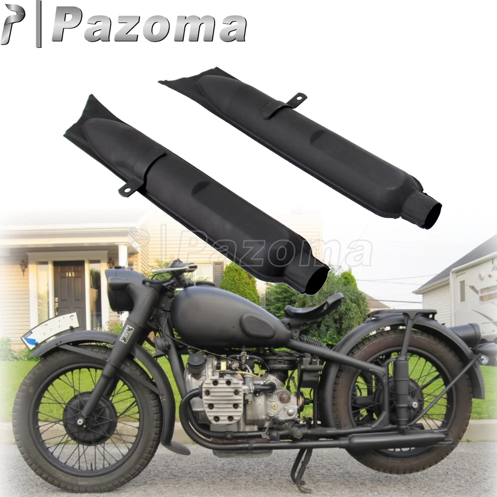 Black-Motorbikes-1Pair-Retro-750cc-Fishtail-Exhaust-Mufflers-Pipes-24 ...