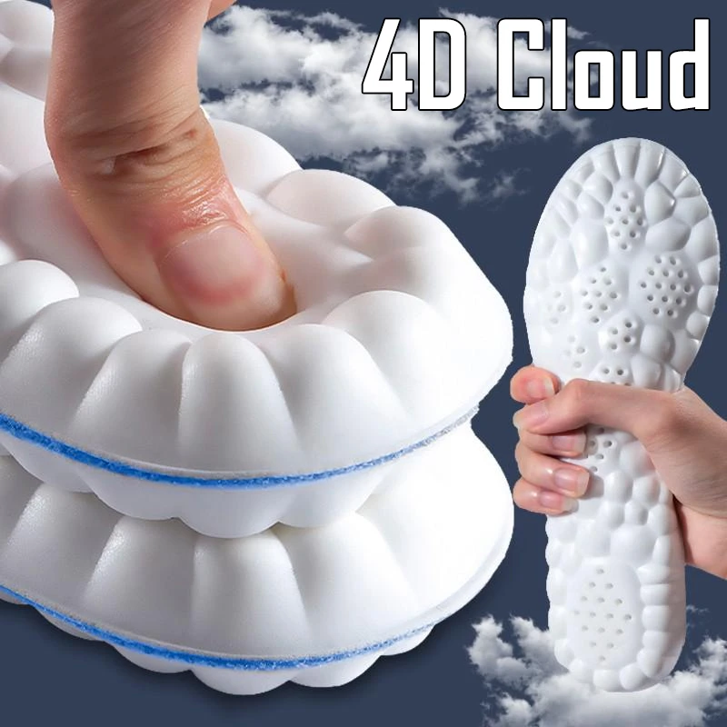 4D Latex Sport Insoles Super Soft High Elasticity Shoe Inserts Pads ...