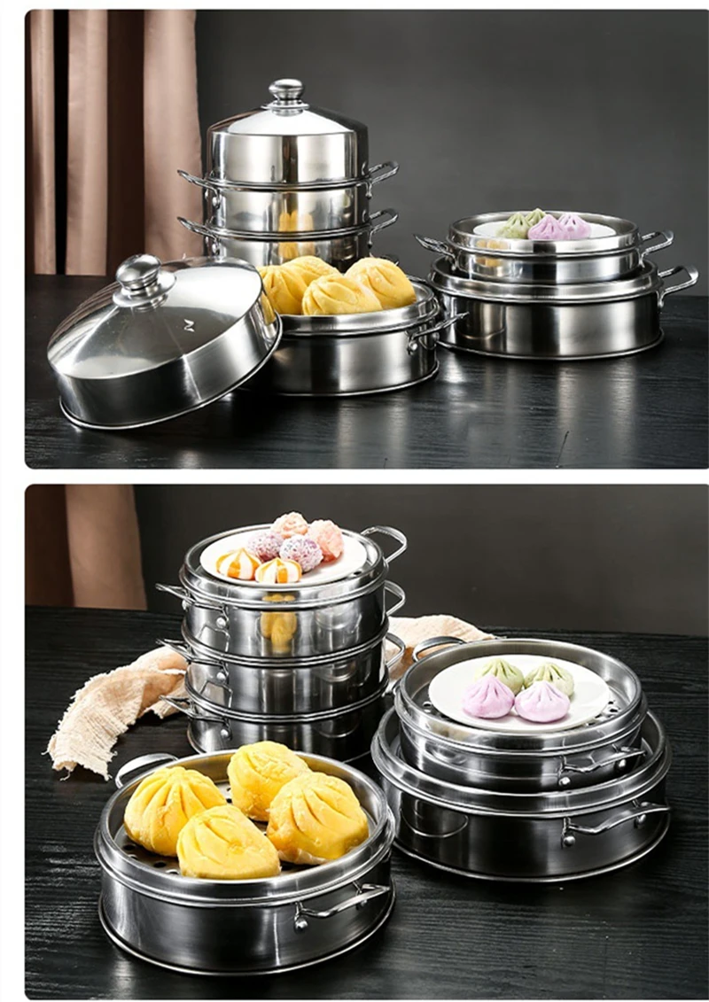 Cuiseur vapeur,Plateau de cuisson à la vapeur en acier inoxydable, cuiseur de riz, casserole ...