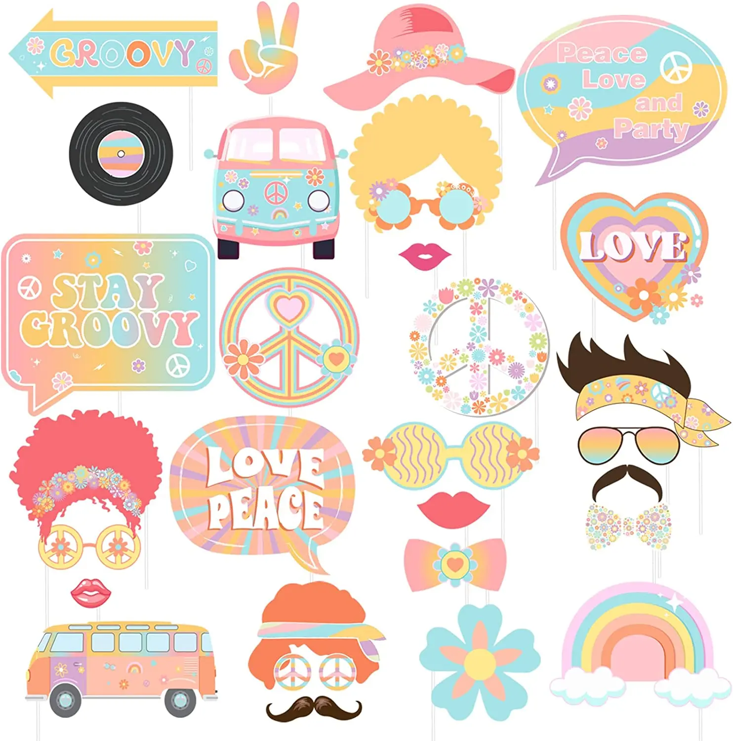 JOYMEMO-Decoraciones-de-fiesta-Groovy-30-piezas-Groovy-Photo-Booth ...