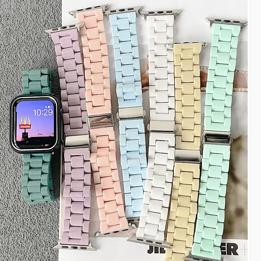 Candy-Color-Resin-Strap-For-Apple-Watch-40mm-42mm-44mm-45mm-49mm-Sport ...