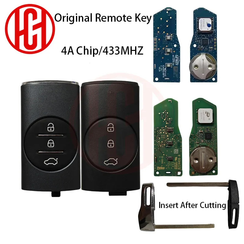 Original Car Key 4A Chip 433MHz Keyless Go Car Remote Key For Chery New ...