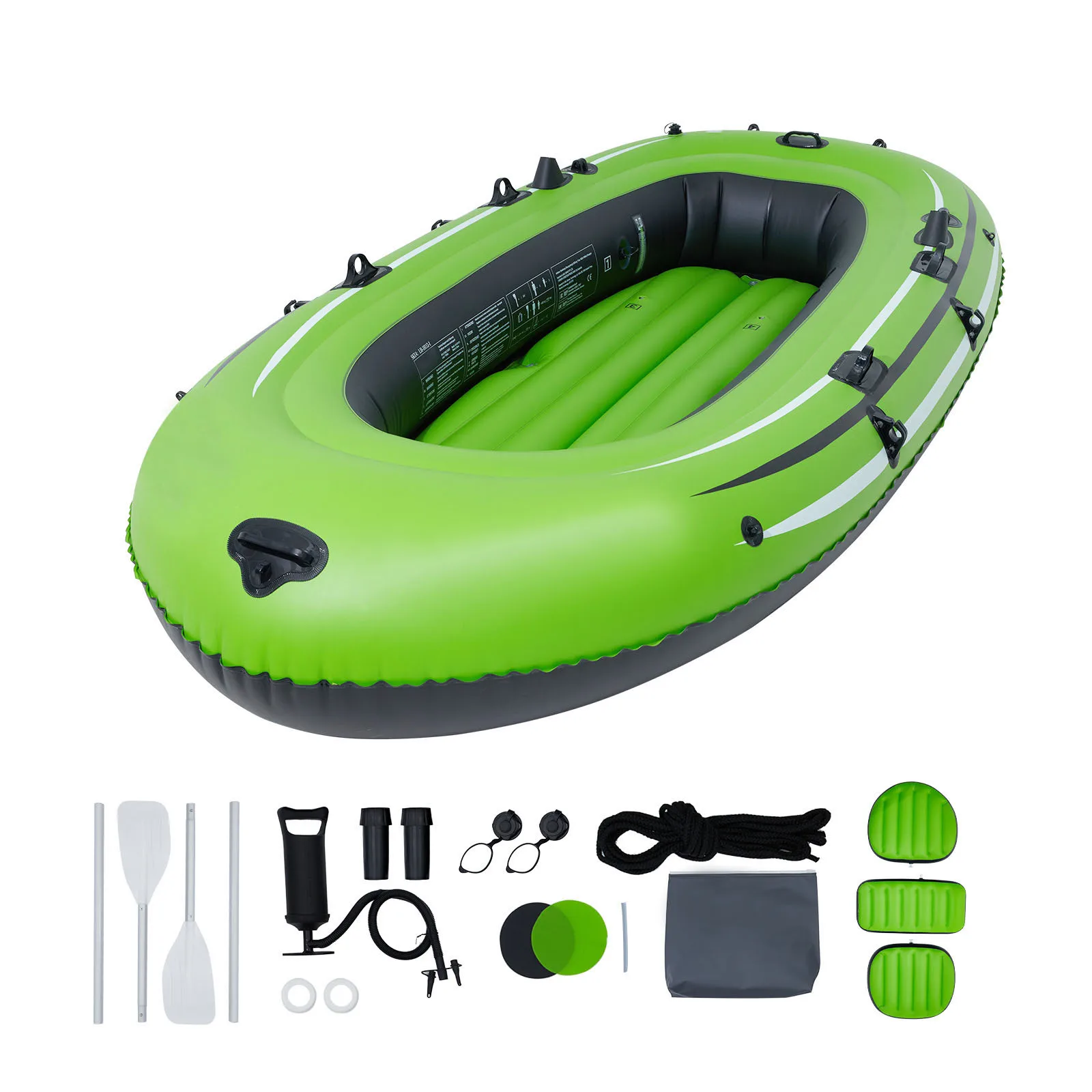 SucceBuy Inflatable Boat, 3-Person Inflatable Fishing Boat, Strong PVC ...