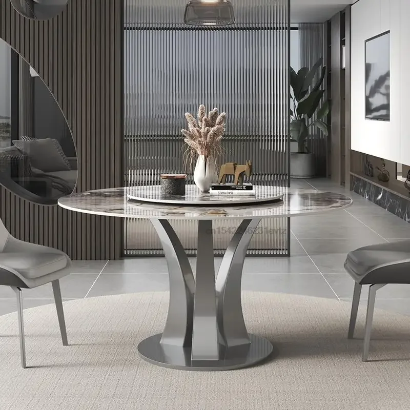 Minimalist-Italian-Round-Table-With-Turntable-Light-Luxury-Modern-High ...