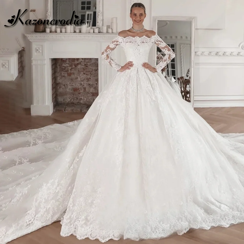 Kazon-Fashionable-Ball-Gown-Wedding-Dresses-for-Women-Boat-Neck ...