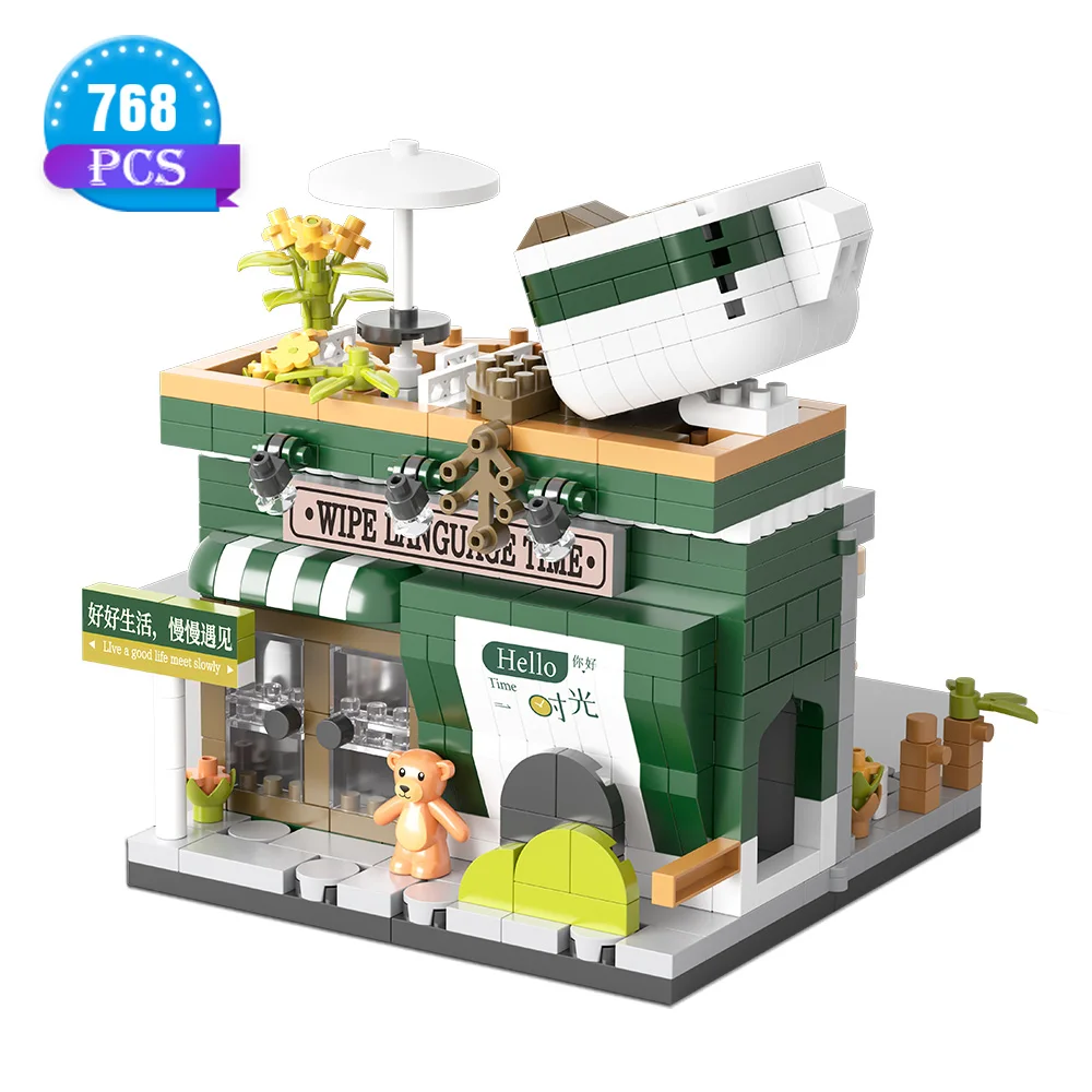 Ideas-City-Micro-Mini-Building-Blocks-Set-Matcha-Shop-Model-Assemble ...