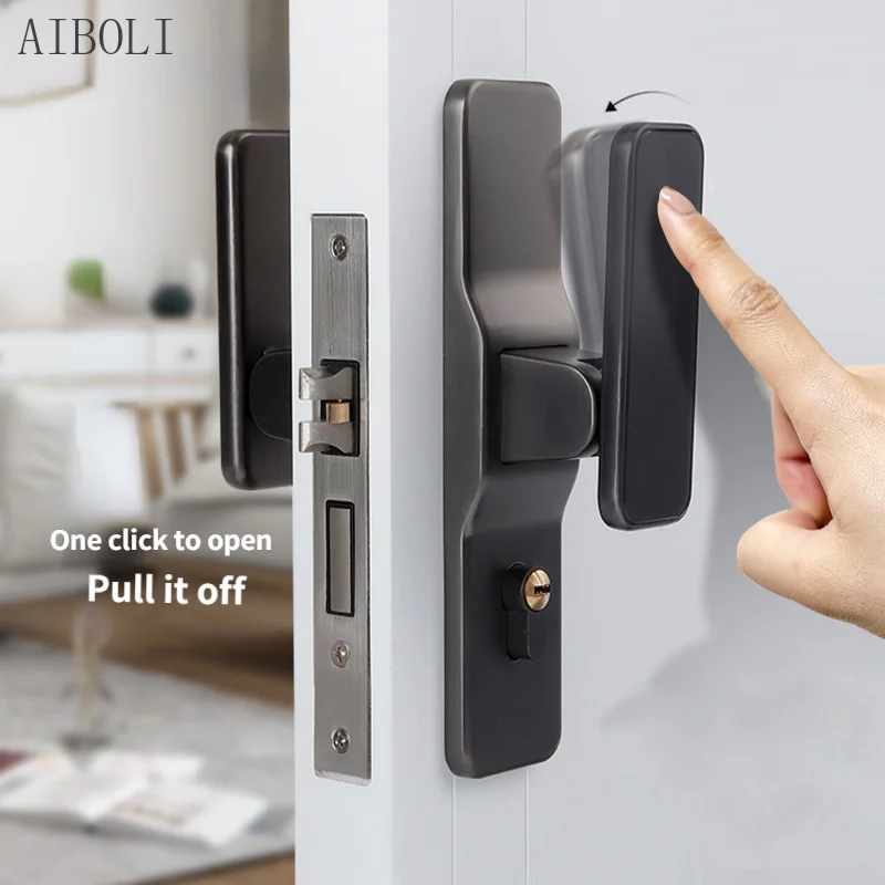 Household-Mute-Door-Lock-al-a-de-madeira-universal-preto-e-ouro-porta ...