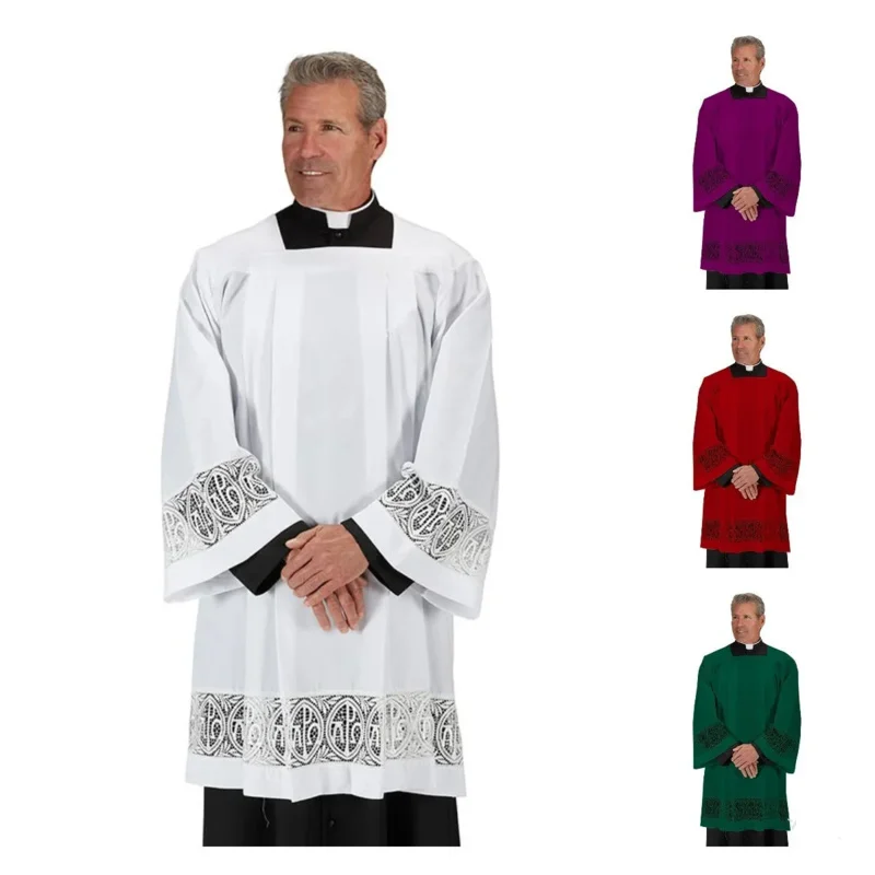 Catholic-Church-Priest-Seminarian-Costume-Linen-Surplice-Red-Cassock ...