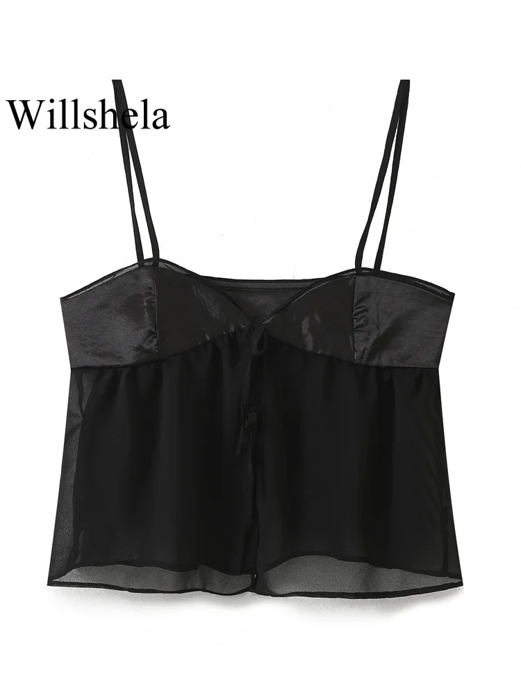 Willshela-Women-Fashion-Black-Lace-Up-Slit-Backless-Camisole-Vintage ...