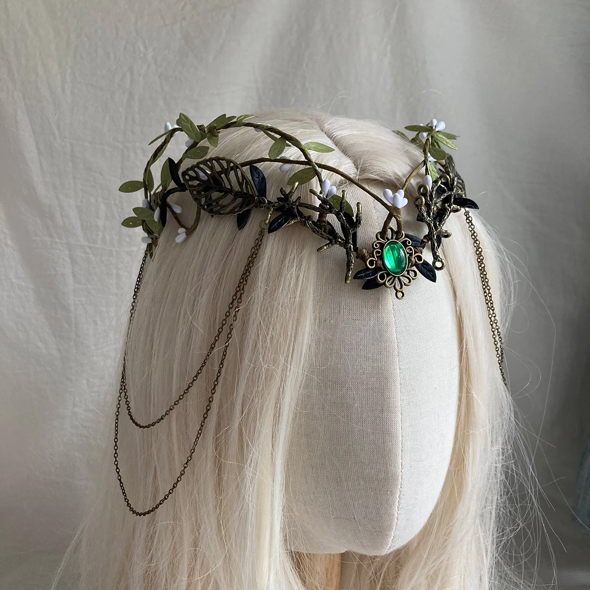 FAiry Antler Crown Woodland Elf Chain Tiara Witch Crown with Leaf ...