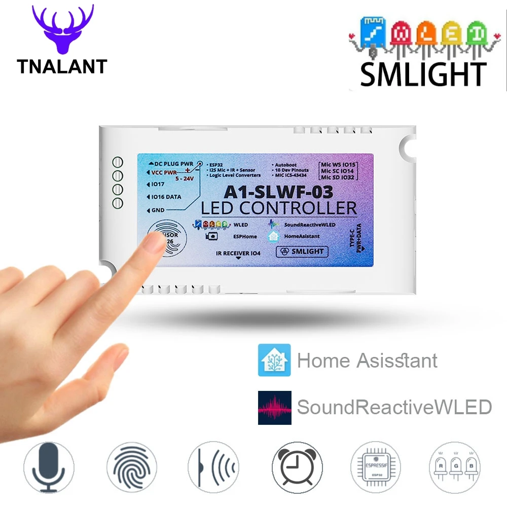 ESP32-SMLIGHT-WLED-Mic-RGBIC-Pixels-LED-Controller-Home-Assistant ...