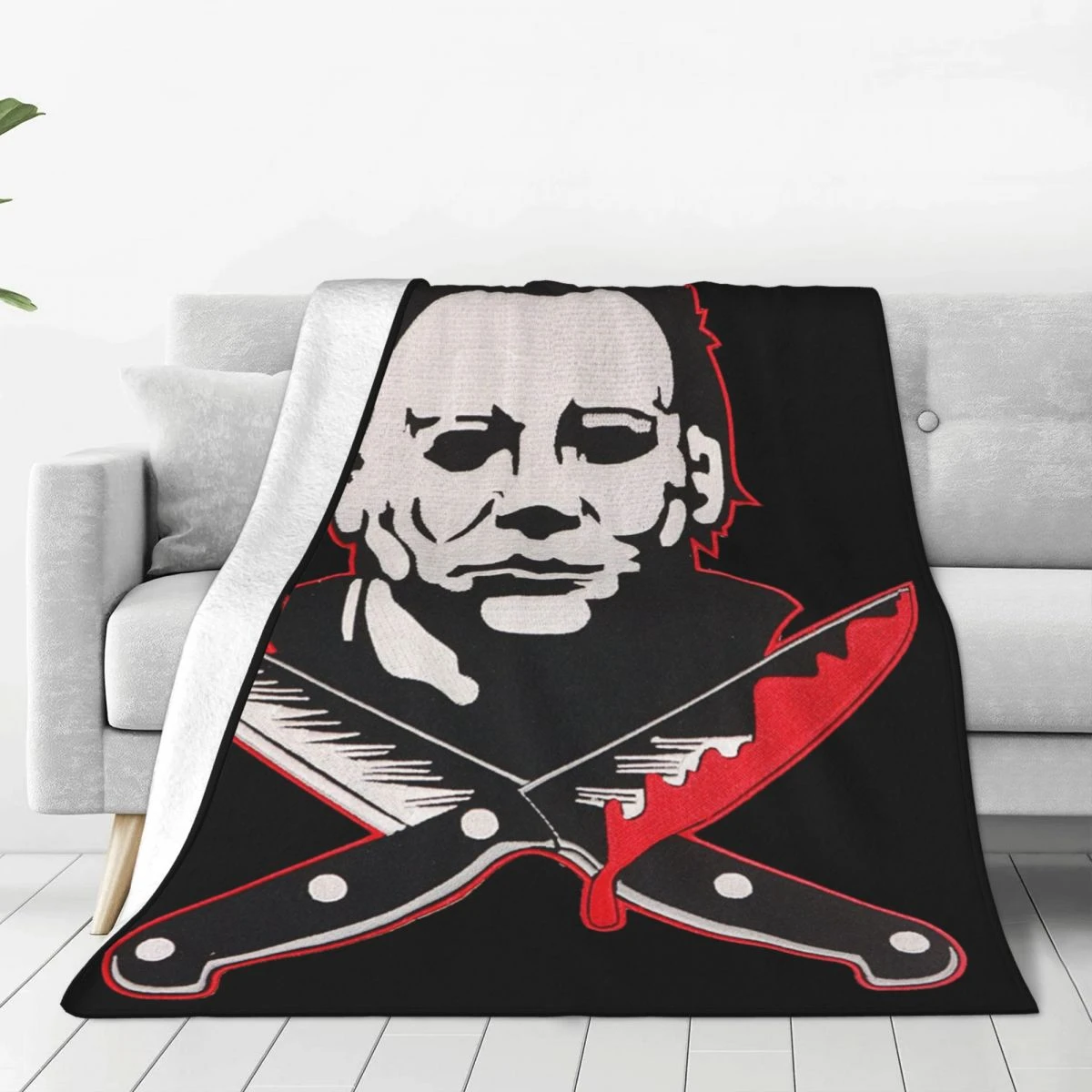 Halloween Horror Michael Myers Knives Blankets Comfortable Soft Flannel ...