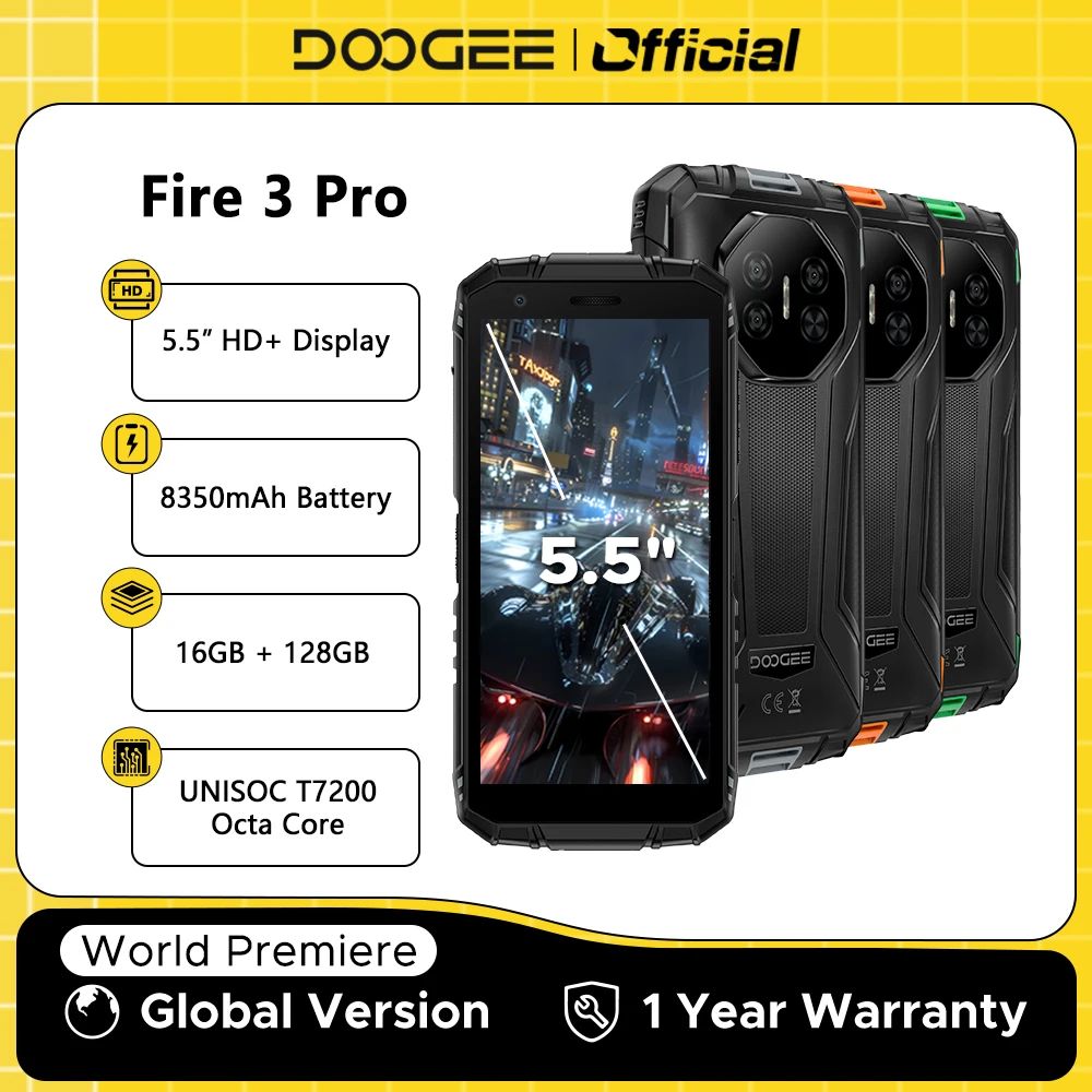 Global Version DOOGEE Fire 3 Pro Rugged Phone 16GB 128GB 5.5" HD+ ...