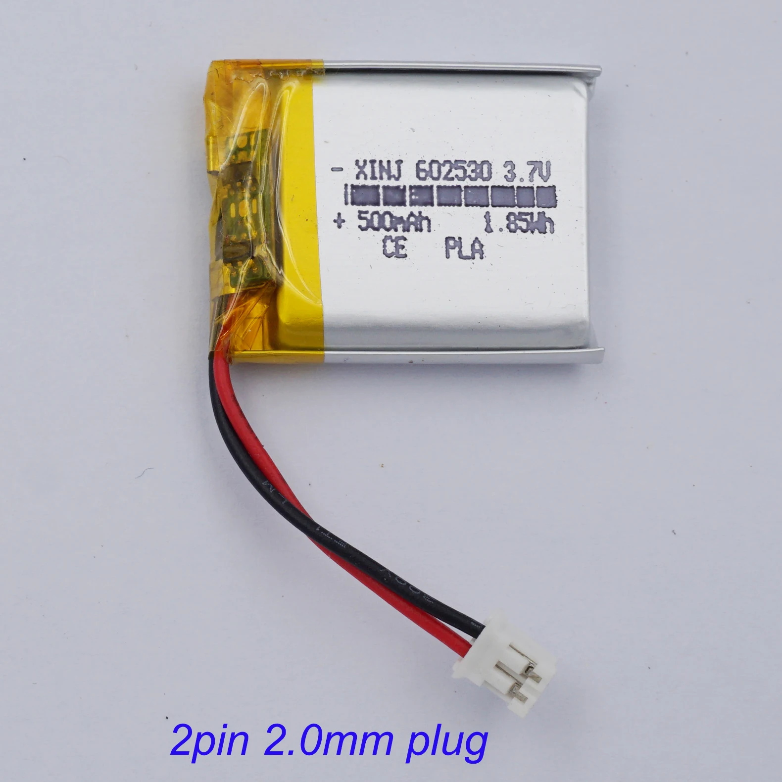 3.7V 500mAh 1.85Wh Rechargeable Li Polymer Lipo Lithium Battery JST ...