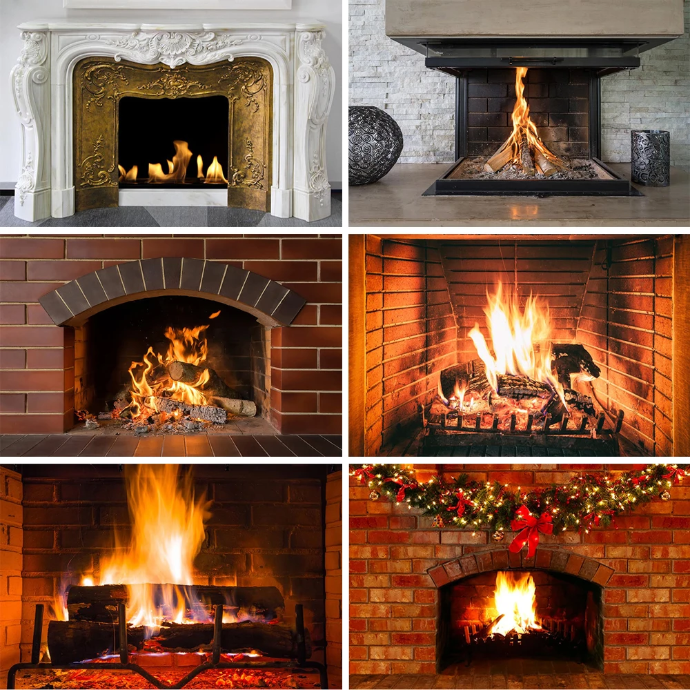 Fireplace-Fire-Flame-Background-Winter-Brick-Wall-firewood-Christmas ...