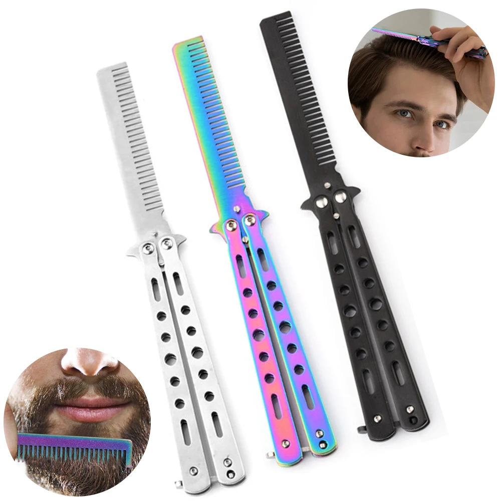 Stainless-Steel-Hair-Comb-Butterfly-Foldable-Comb-Practice-Beginner ...