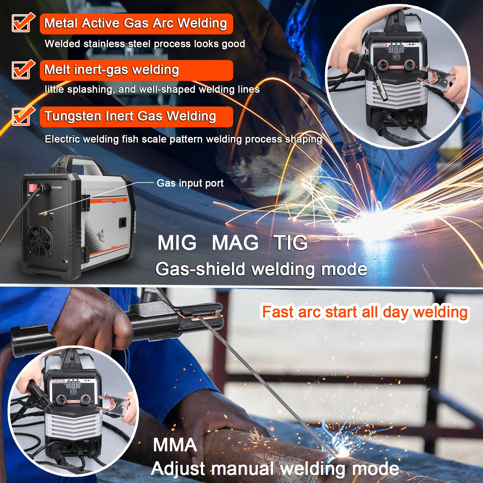 4In1 Mig Mma Mag Tig-160C Hegesztőgép Félautomata Igbt Inverter ...