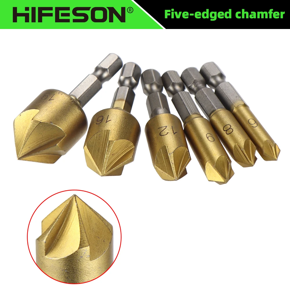HIFESON-3Pcs-Countersink-Drill-Bit-Set-1-4-Hex-Shank-HSS-5-Flute ...