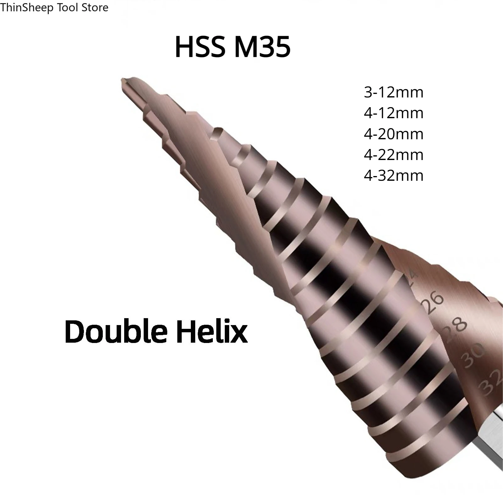 M35-HSS-Step-Drill-Bit-Coated-with-Spiral-Flute-Triangular-Shank-Hole ...