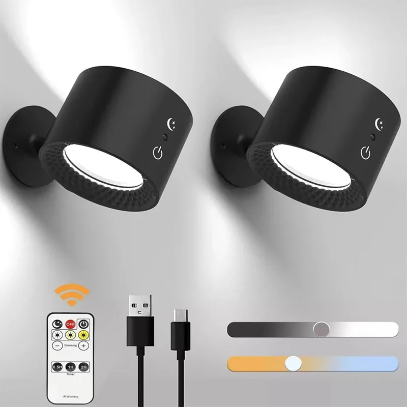 Led-Double-Head-Wall-Lamp-Touch-Control-Remote-360-Rotatable-USB ...