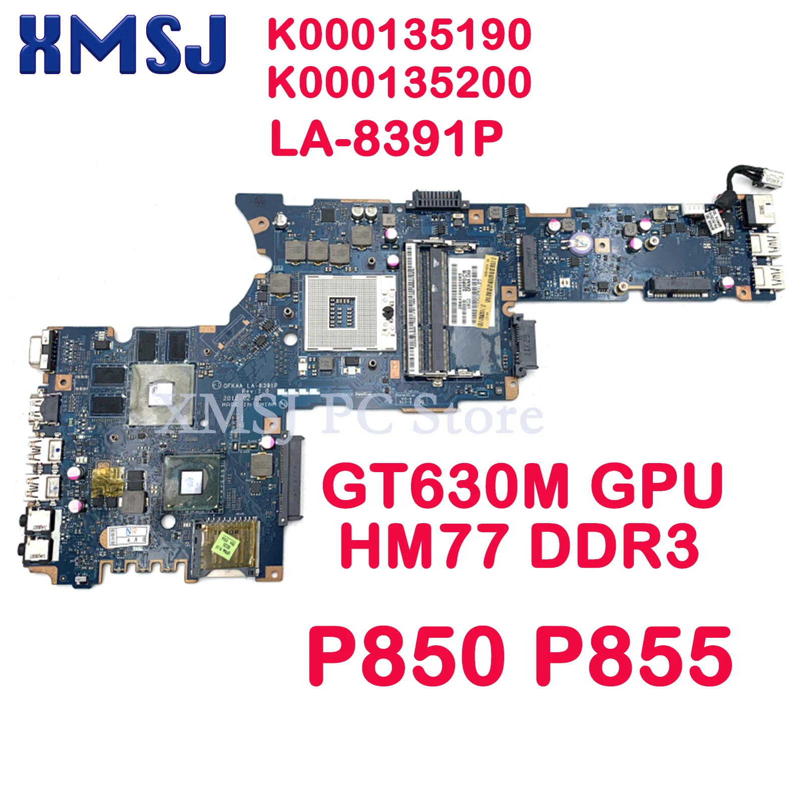 XMSJ-For-Toshiba-Satellite-P850-P855-K000135190-K000135200-LA-8391P-Laptop-Motherboard-GT630M ...