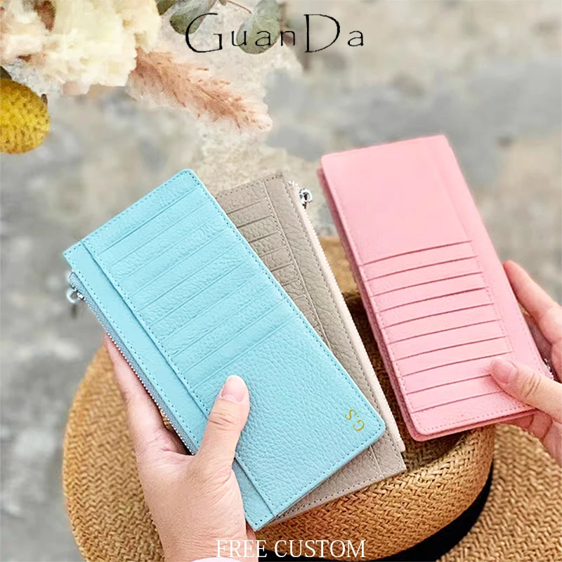 Custom-Name-Fashion-Card-Holder-Woman-Genuine-Leather-Luxury-Versatile ...