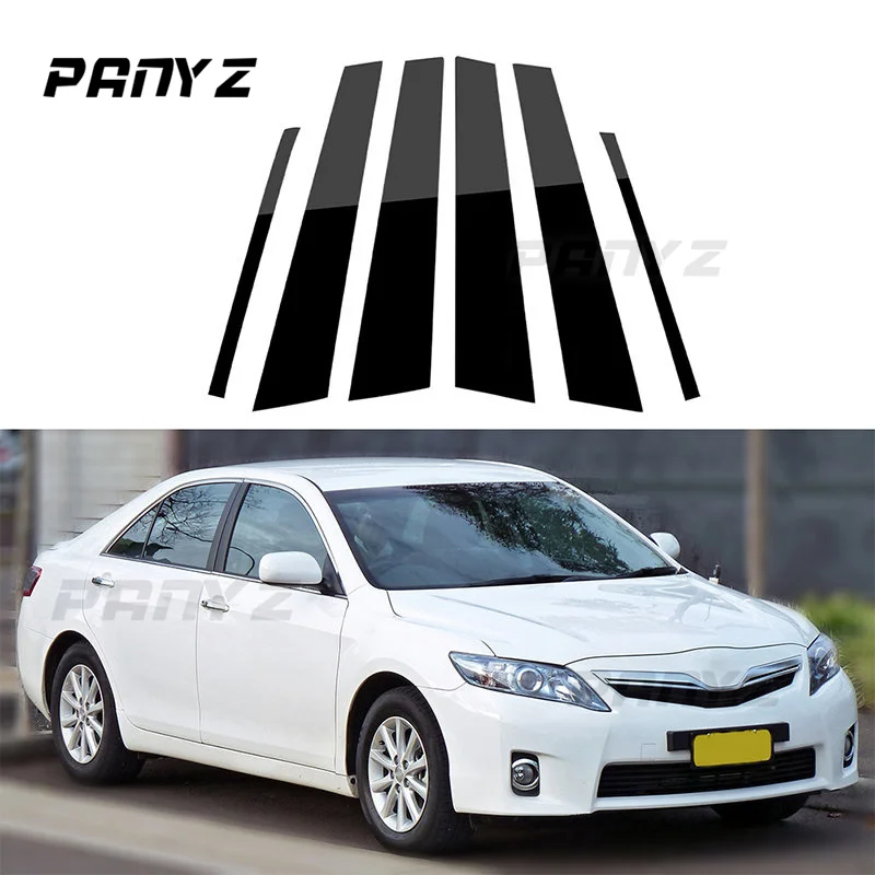 6Pcs Car Door Window Pillar Posts Trim Cover Sticker Glossy Black for ...