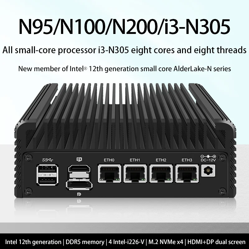 N Series 8-core N95/N100/N200/N305 Fanless Mini host Soft route