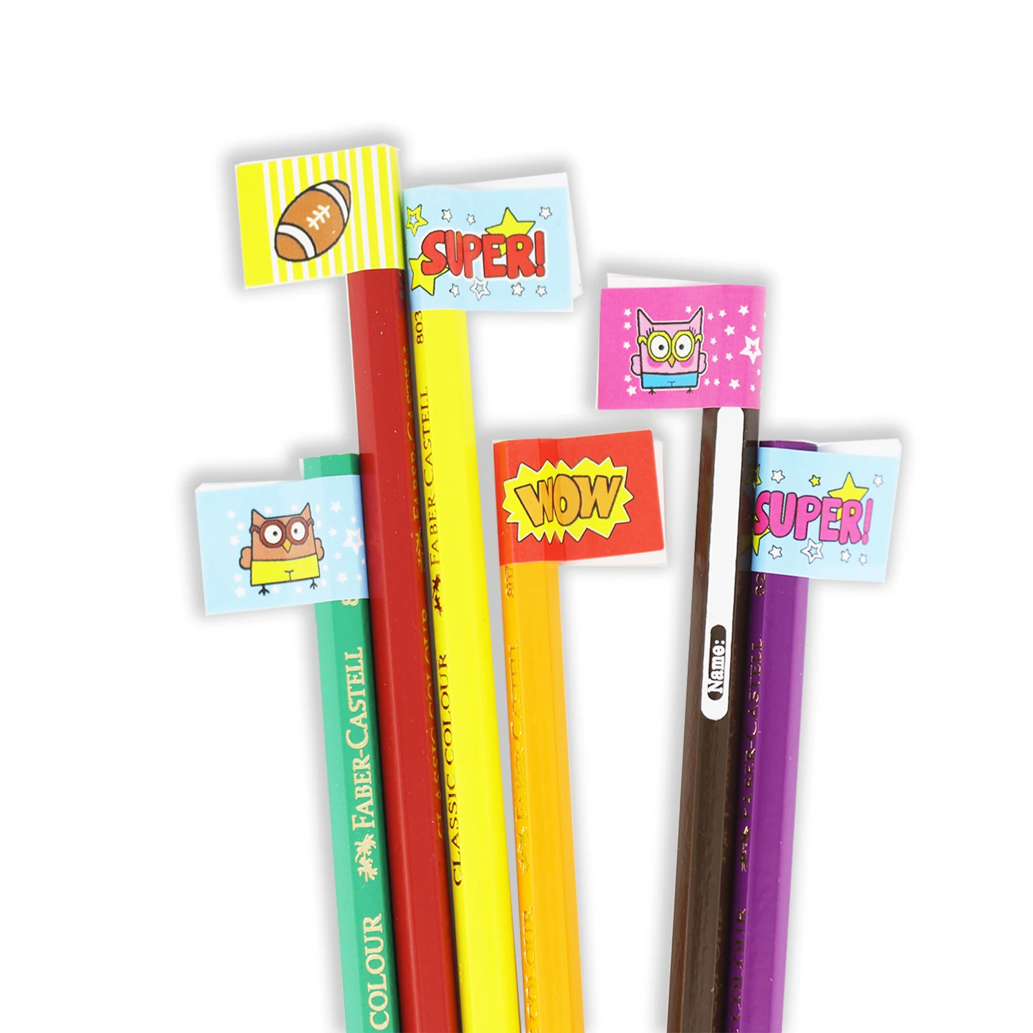 400-Small-Piece-Pencil-Reward-Encourage-Stickers-Labels-Colorful-Flags ...