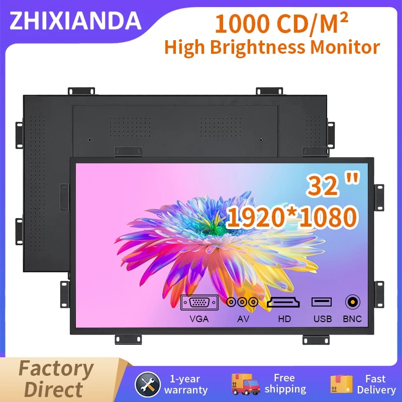 Sunlight Readable 1000 Nits 32 Inch 1920*1080 Open Frame Industrial ...