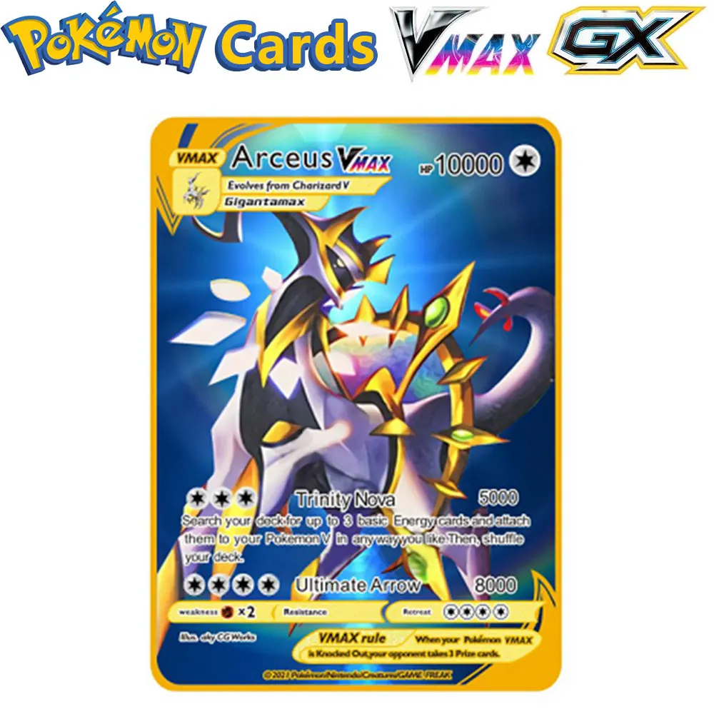 Arceus-tarjeta de Pokémon Vmax de 10000 puntos para niños, tarjeta de ...