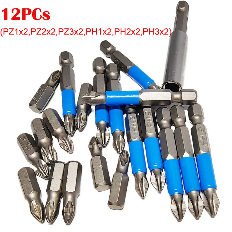 12PCs-No-slip-PZ1-PZ2-PZ3-Screwdriver-Bit-Sets-for-Drill-Magnet-S2 ...