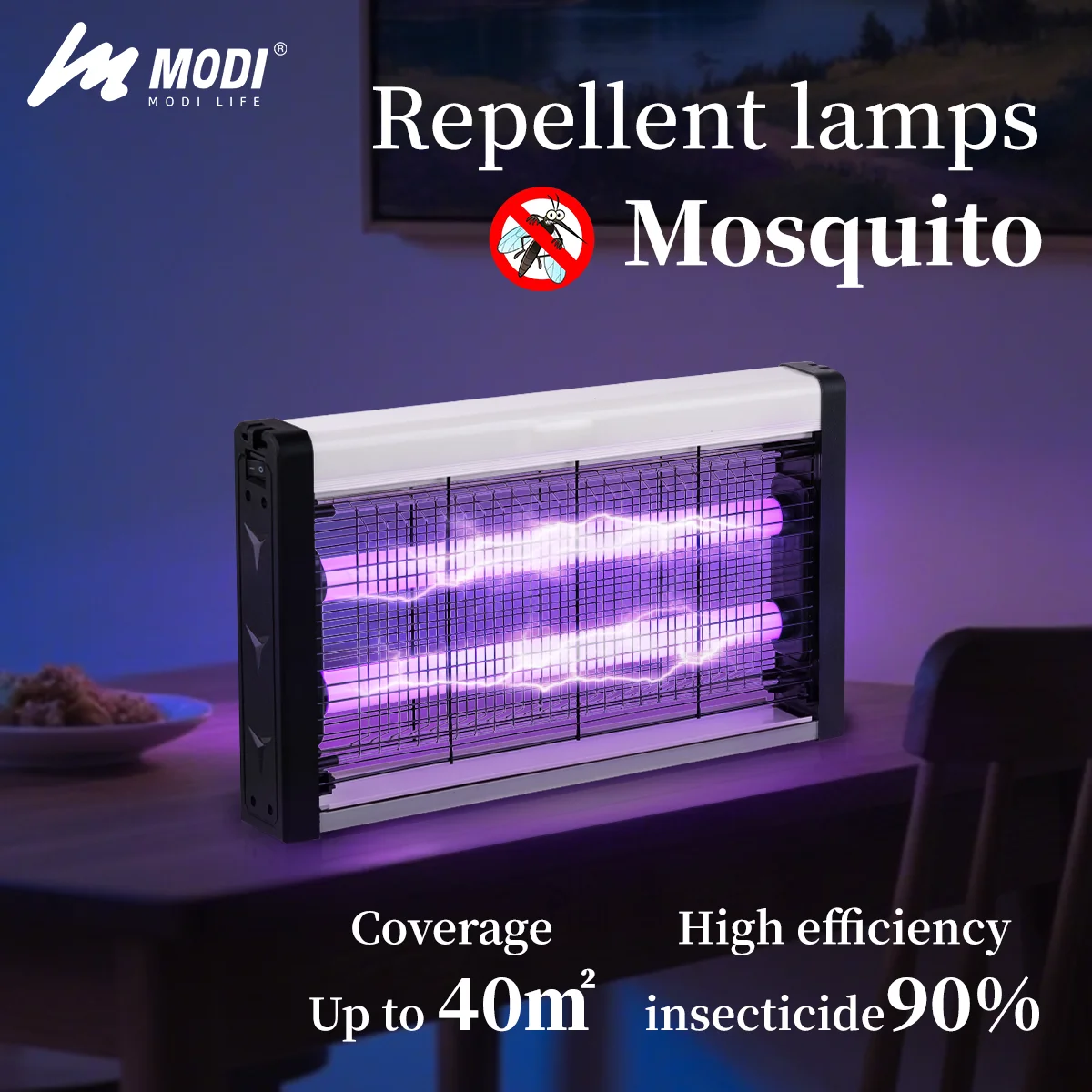 Potente lámpara UV antimosquitos eléctrica para interiores, doble malla ...