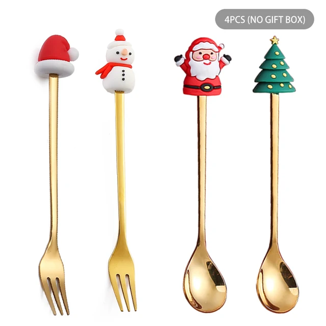 6Pcs Christmas Spoons with Gift Packing Box,Stainless Steel Christmas ...