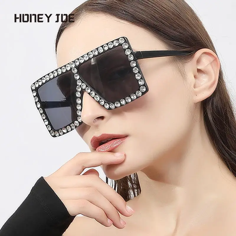 Diamond-Studded-Sunglasses-Women-Oversized-Vintage-Ladies-Sun-Glasses ...