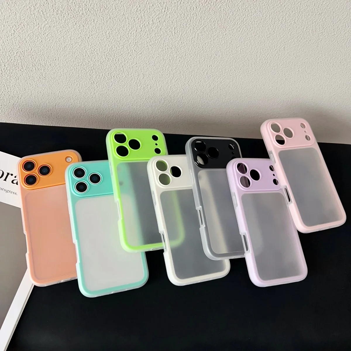 Slim Frosted Clear 2 IN 1 Solid Color Large Window Phone Case For ...