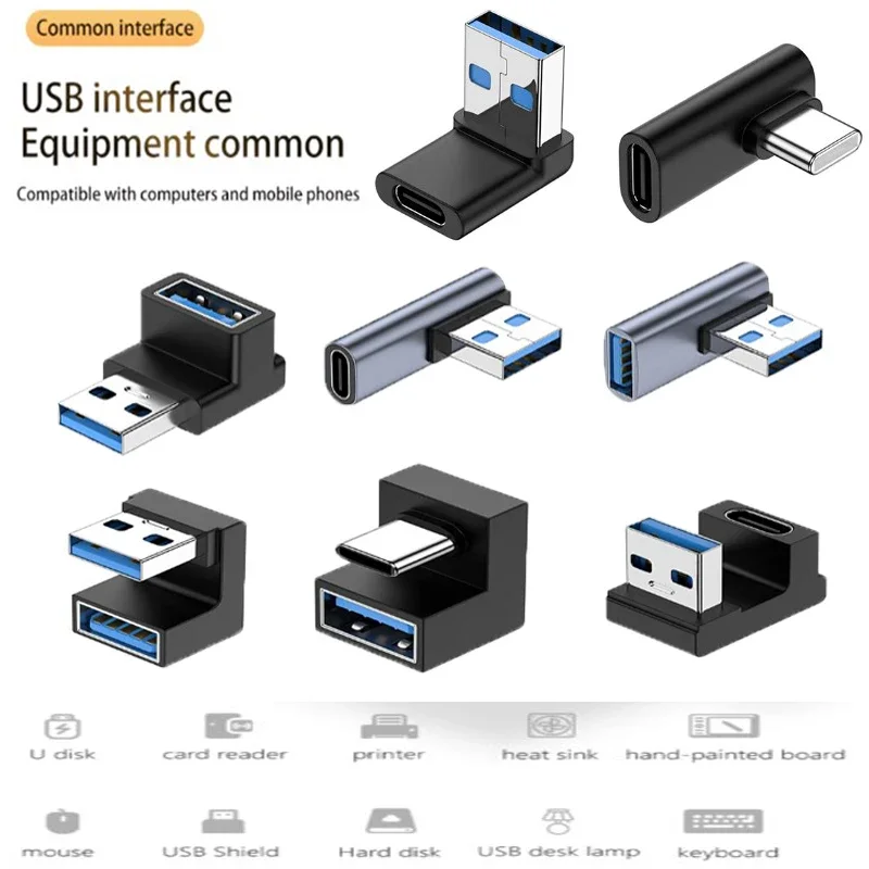 180-Degree-Elbow-USB-C-Adapter-Type-C-USB-C-OTG-to-USB-Converter-U ...
