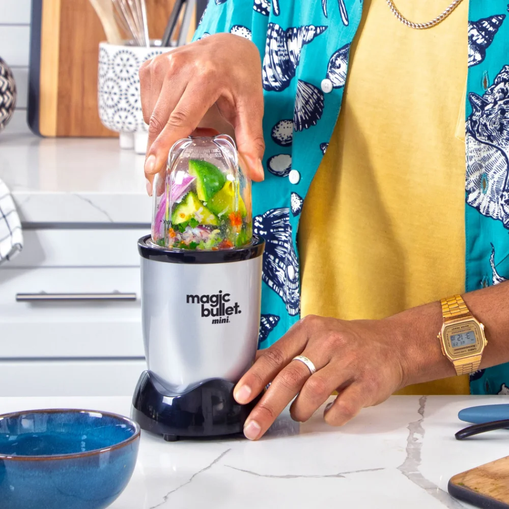 Magic Bullet Mini 14 oz. Compact Personal Blender Silver/Black portable ...