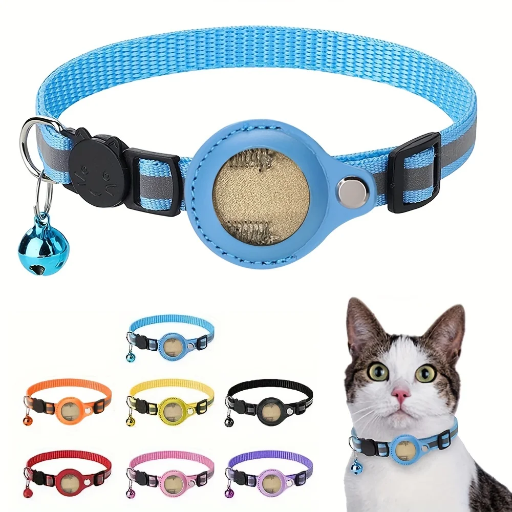 Cat-Collar-With-Holder-For-Pet-AirTag-Anti-Lost-Cat-Bell-Collar-With ...